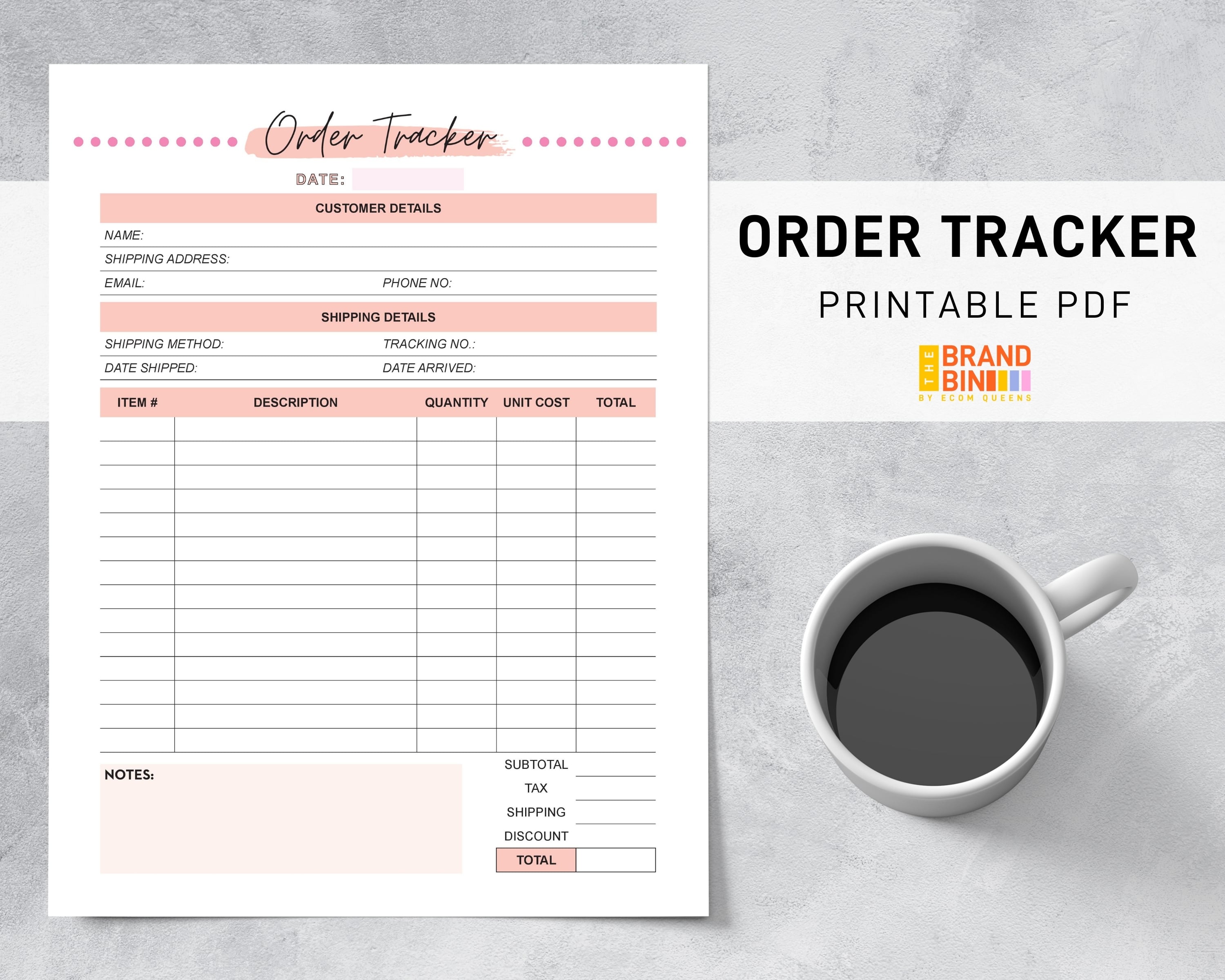 Order Tracker Printable – The Brand Bin