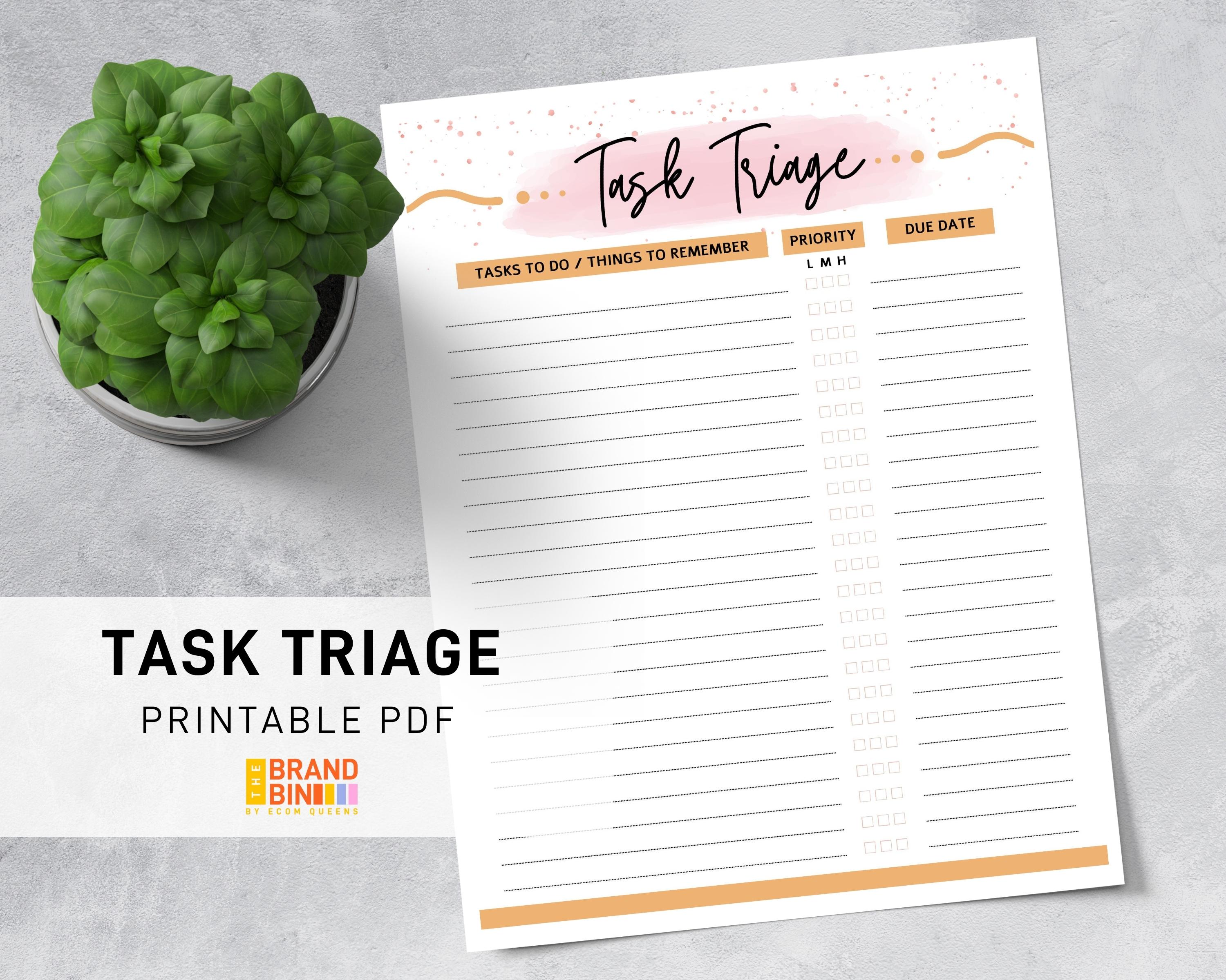 Task Triage Printable – The Brand Bin